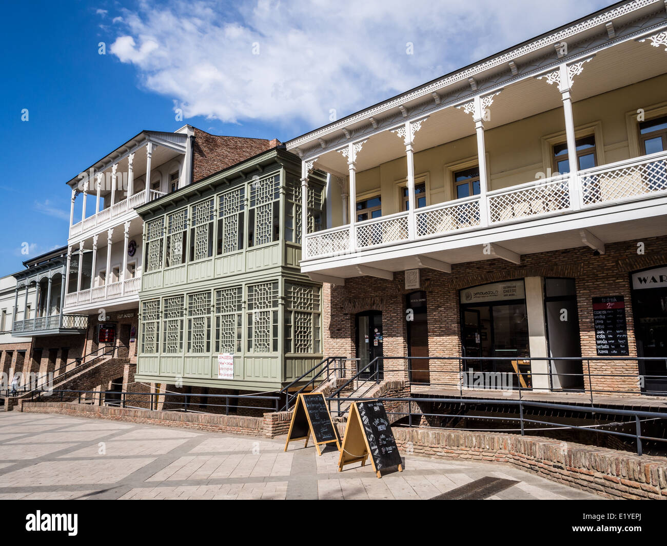 Architecture on Pushkin street in the old town of Tbilisi, Georgia ...