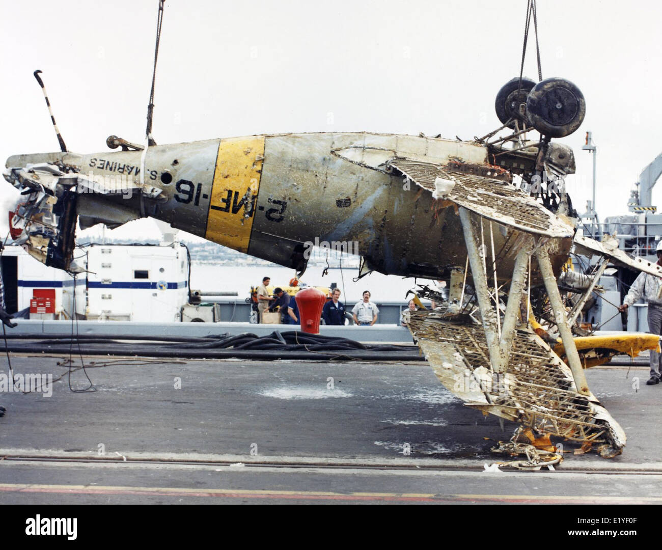 This photograph shows a Grumman F3F-2, a biplane fighter aircraft used ...