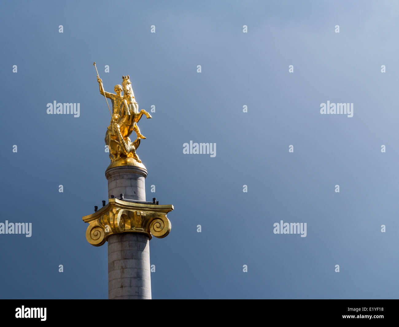 Statue of saint George on the Freedom Square in Tbilisi, Georgia Stock ...