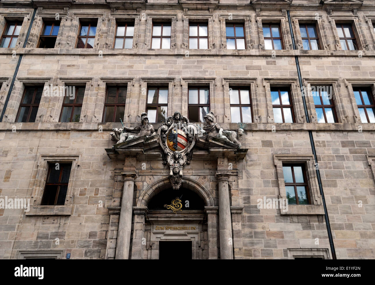 Coat of arms above the doorway of the Town hall (Rathaus), Nuremberg ...