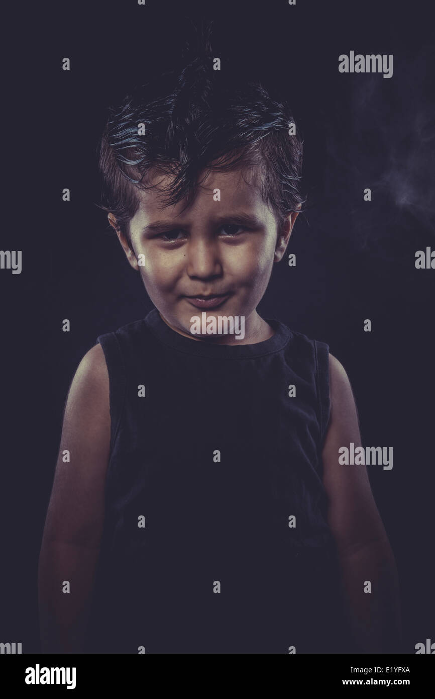 boy with slicked-back hair, funny and expressive Stock Photo - Alamy