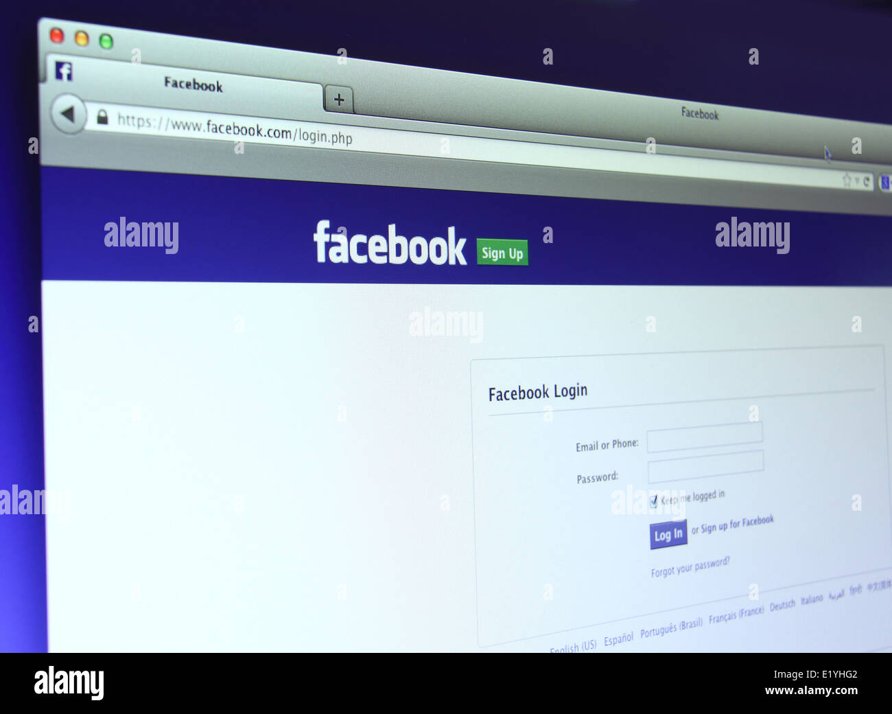 Photo of Facebook homepage on a monitor screen. As of today, Facebook ...