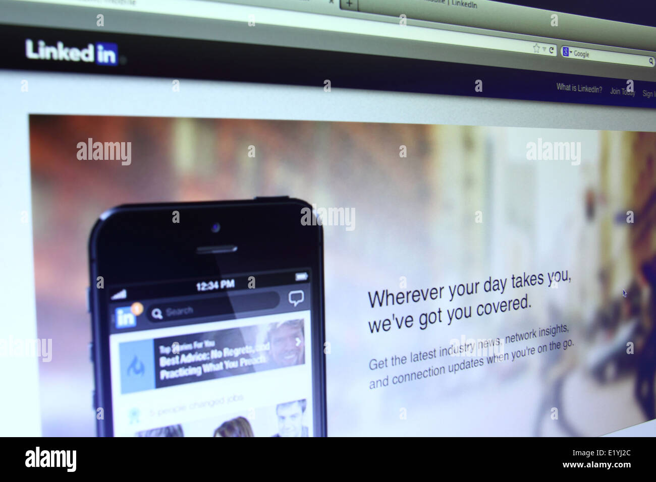 Photo of Linkedin website on a monitor screen. Linkedin is a famous ...