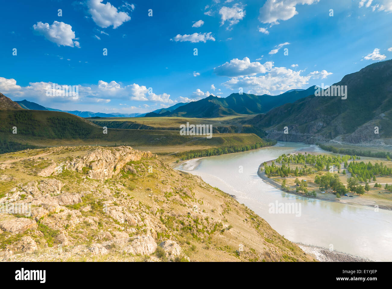 desert valley of the Altai Mountains Stock Photo - Alamy