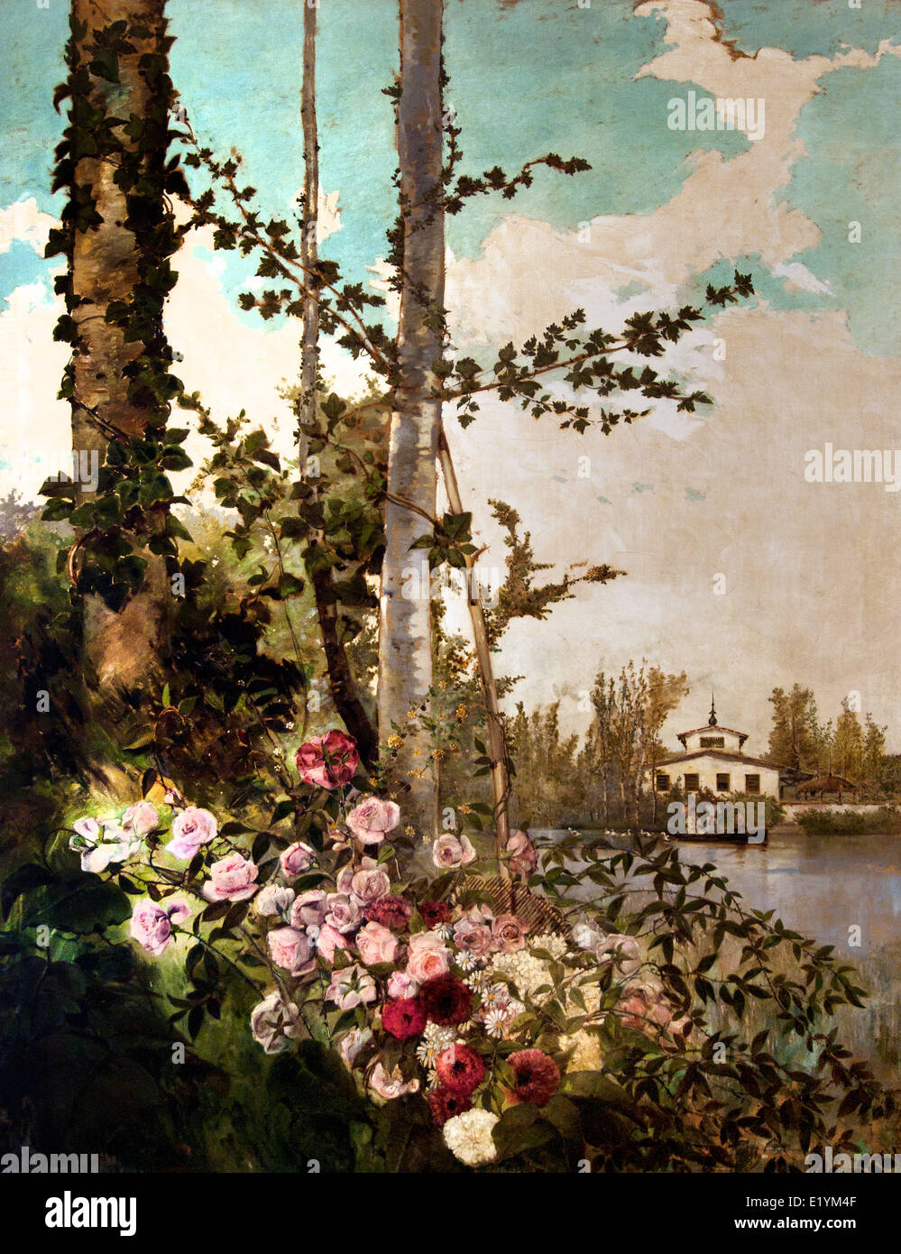 Landscape 1878 Javier Juste Cervero 1856-1899 Spain Spanish Stock Photo ...