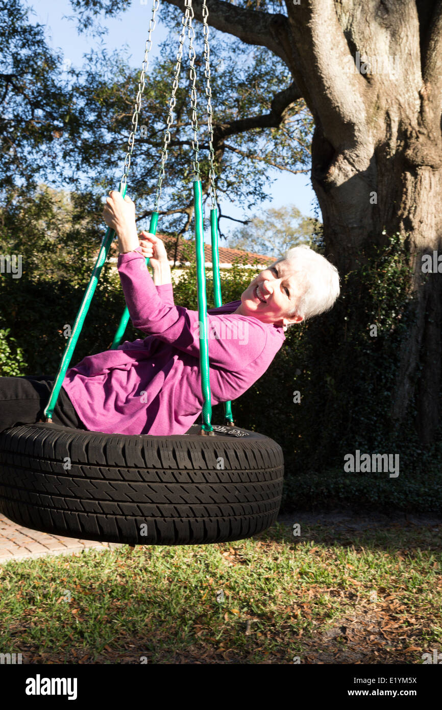 Mature woman enjoying moment hi-res stock photography and images - Alamy