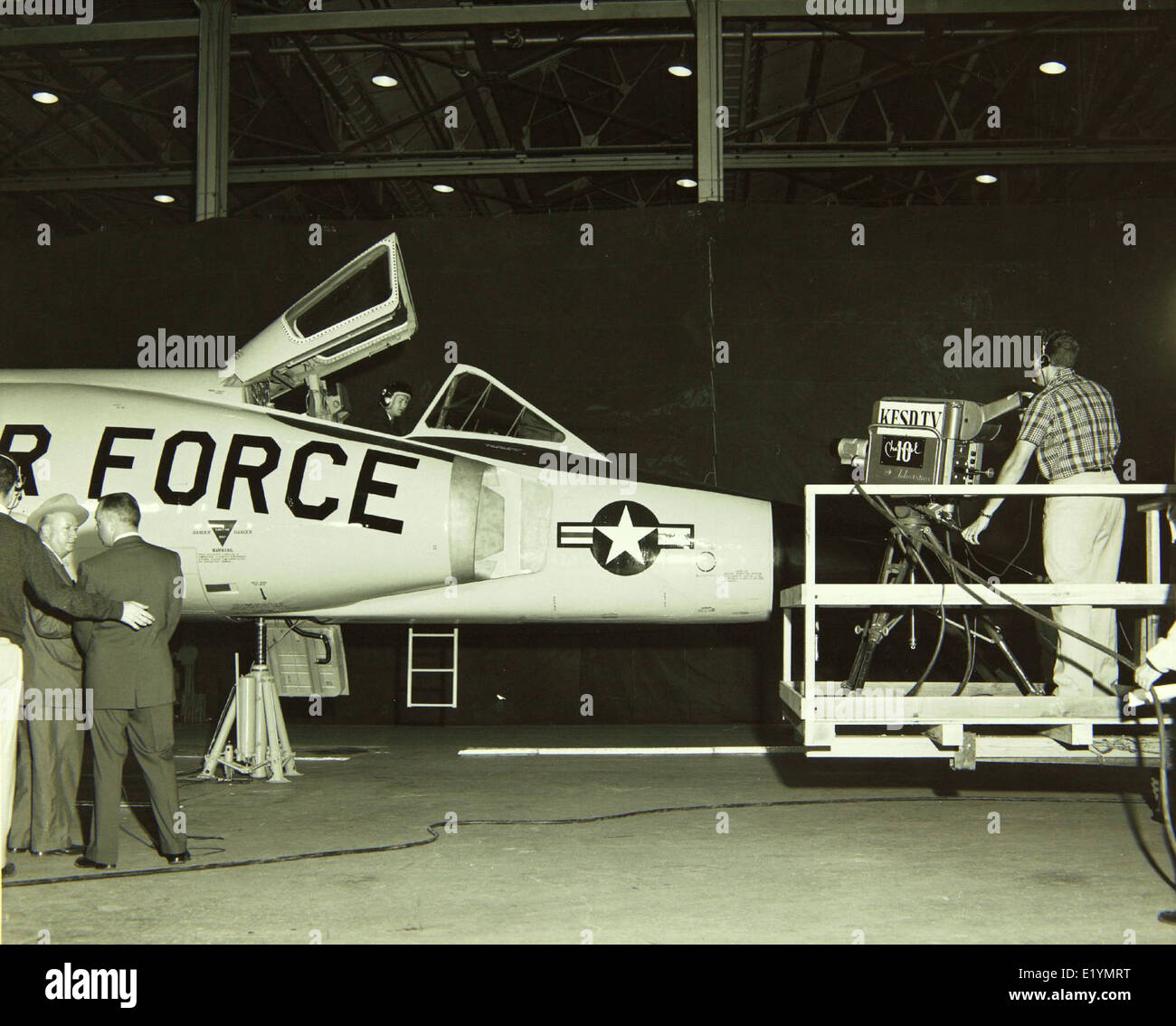This image shows personnel and aircraft operations at the Convair ...