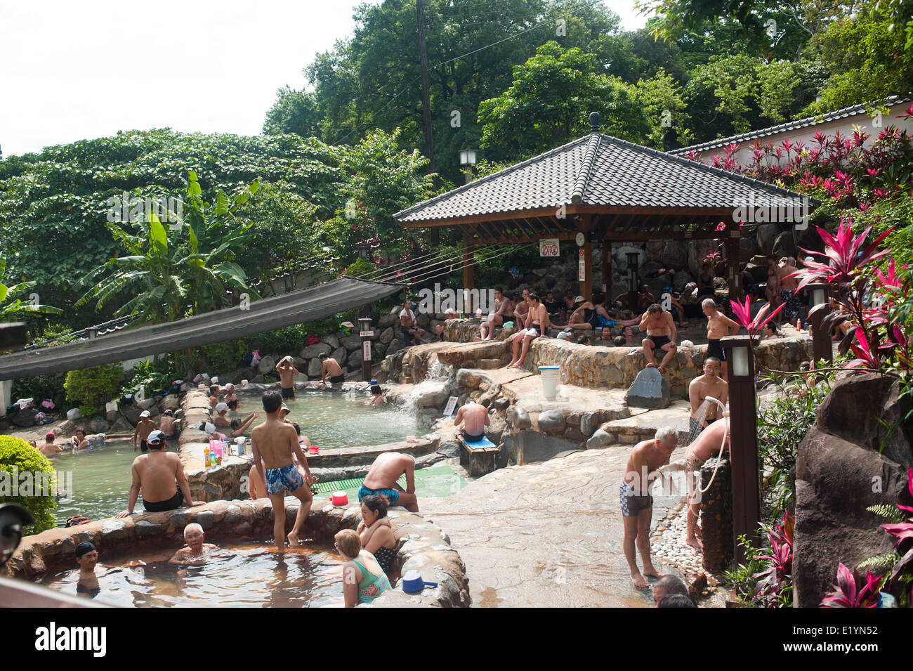 Taipei Taiwan 2014 - Hot springs men relax in the thermal pools of ...