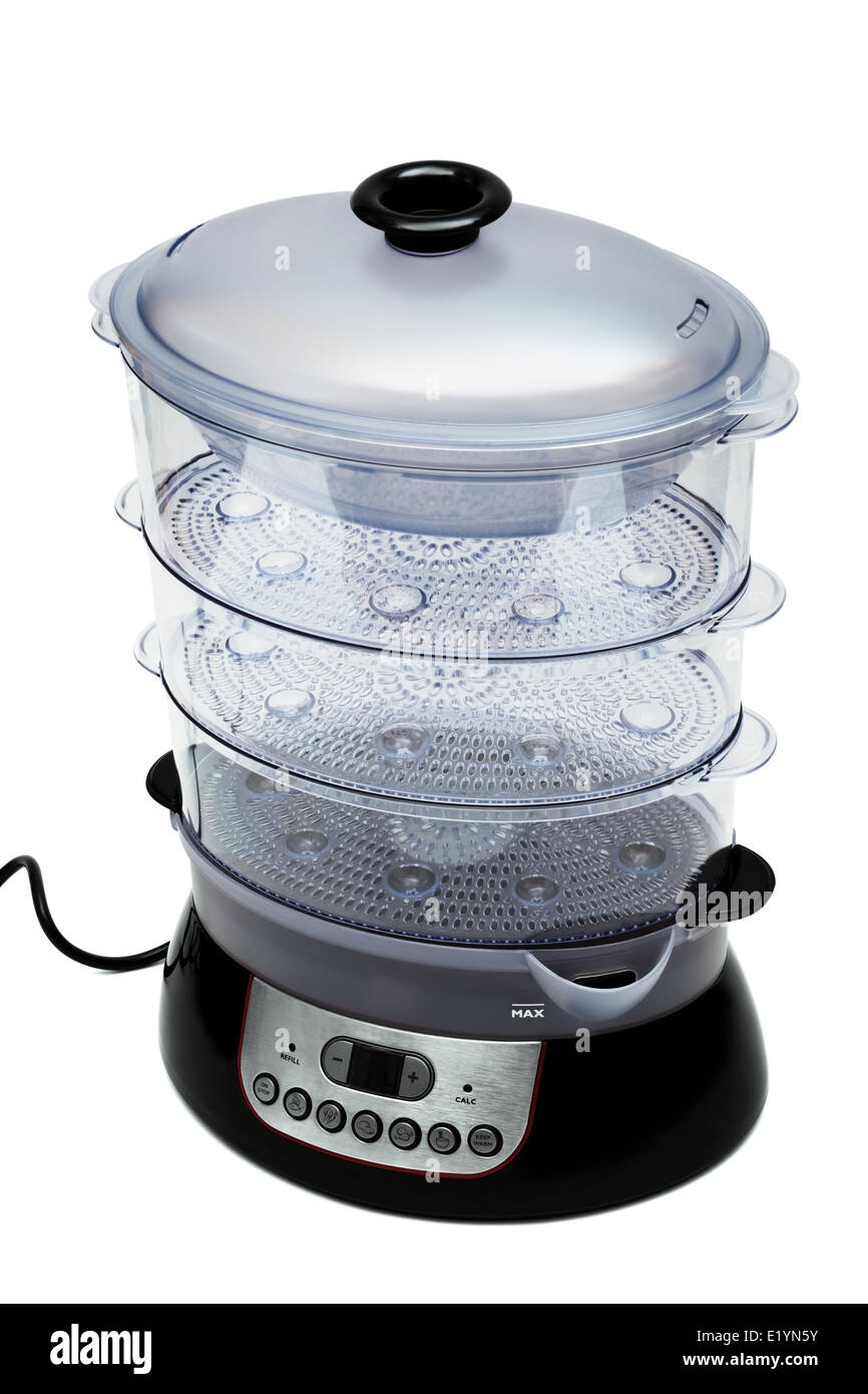 modern electric steamer on a white background Stock Photo - Alamy