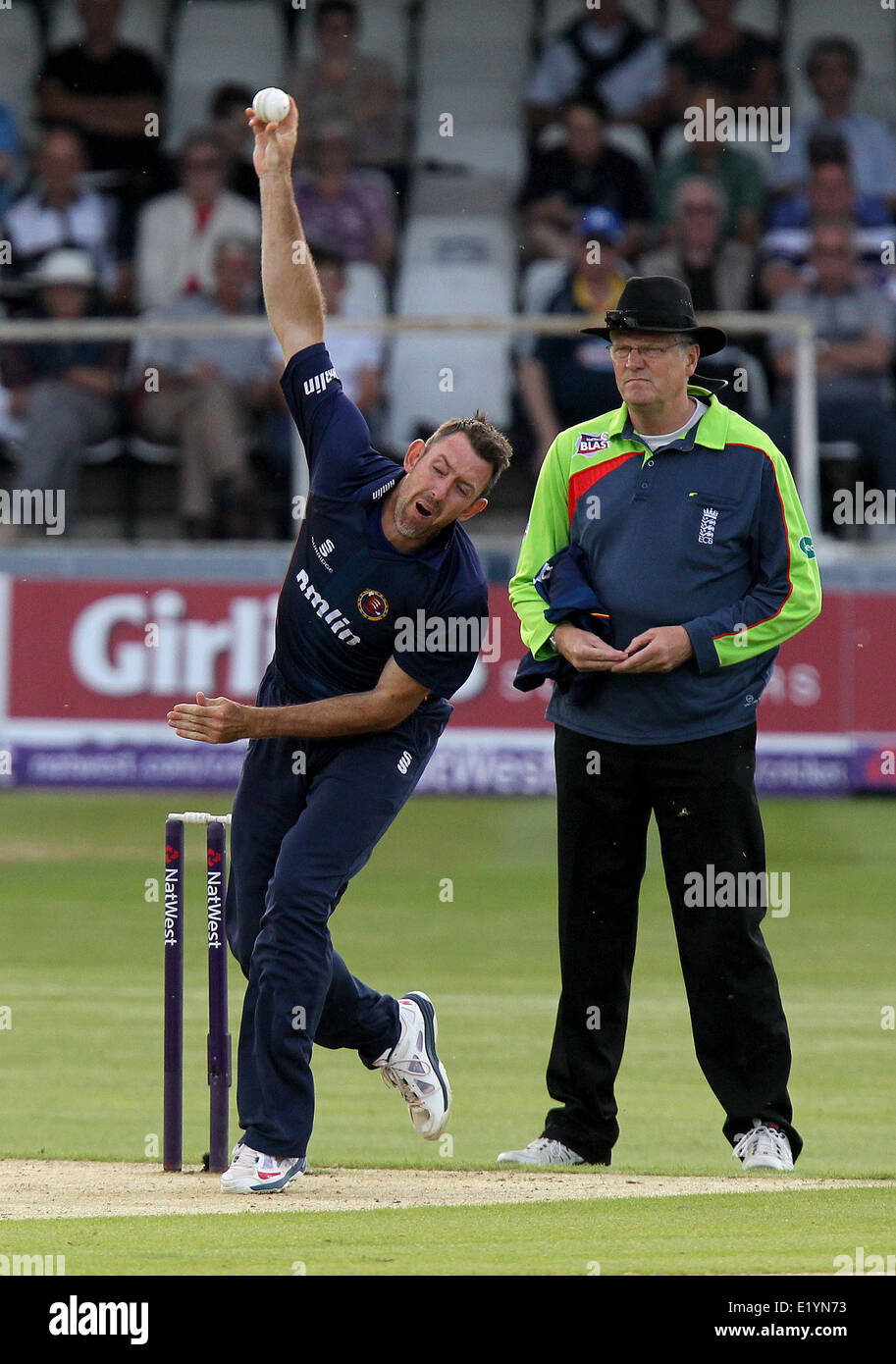 Canterbury, UK. 11th June, 2014. David Masters in bowling action during ...
