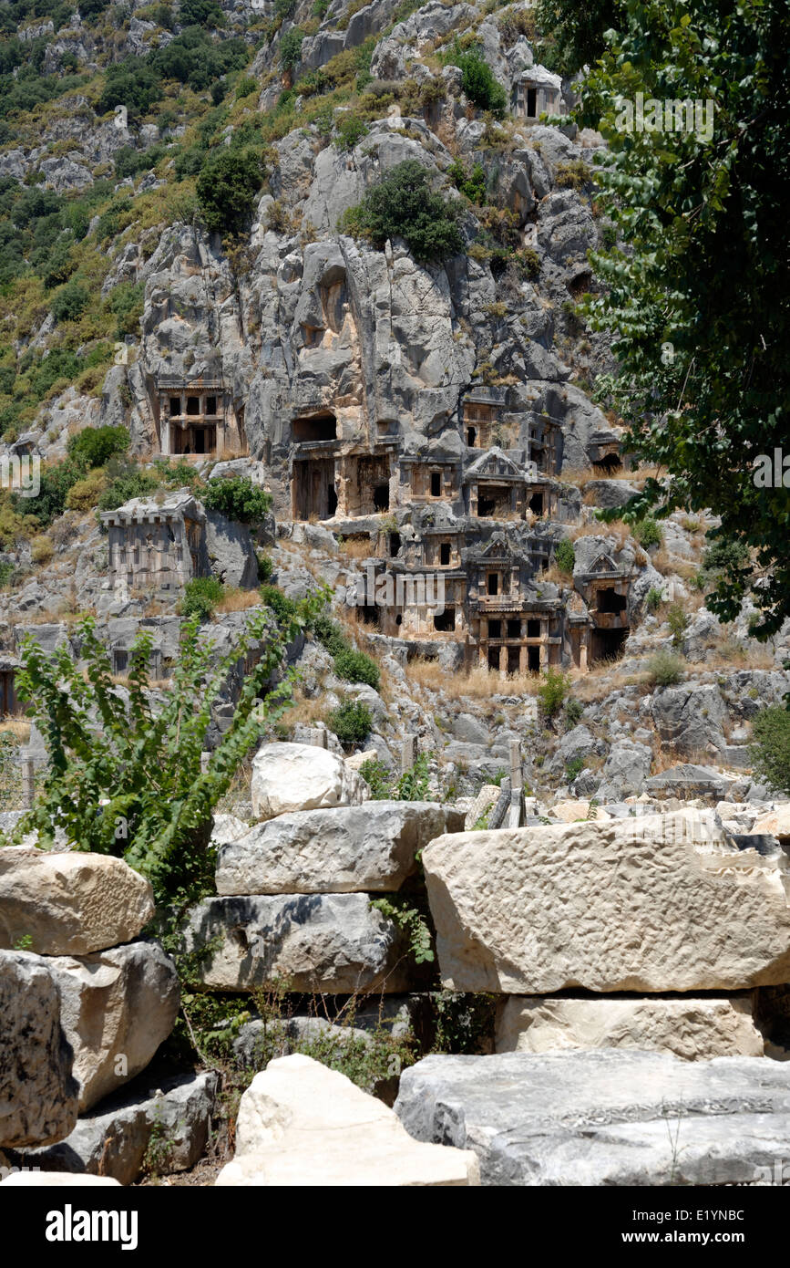 Rock cut tombs in the sea Necropolis sheer cliff face are mostly ...