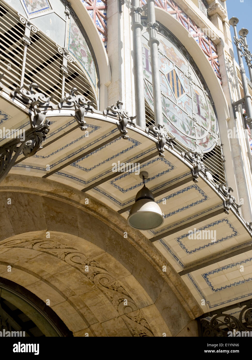 Facade detail of The Mercat Central de Valencia. Valencia. Comunidad ...