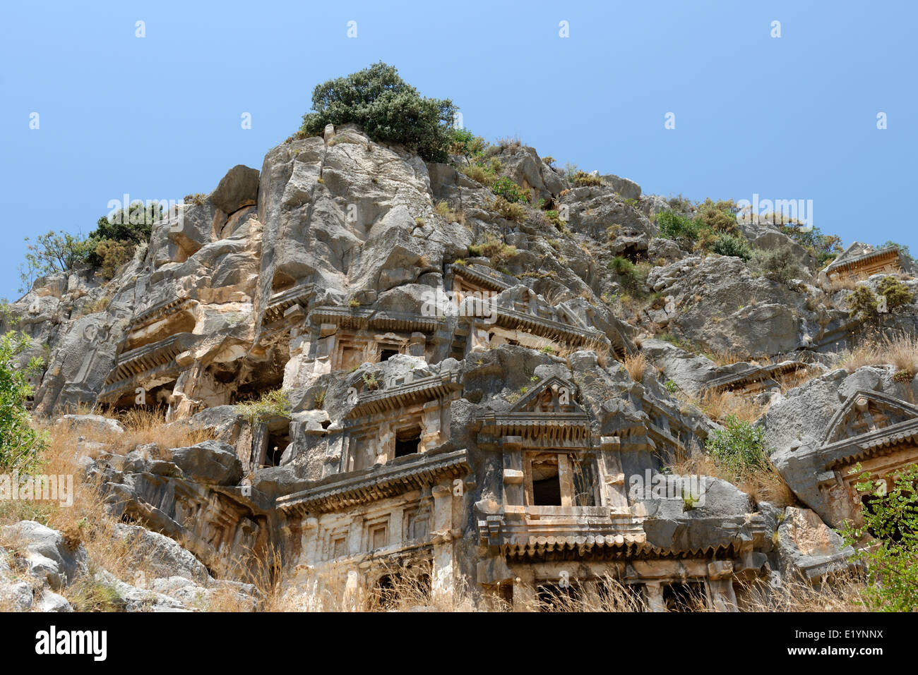 Rock cut tombs in the sea Necropolis sheer cliff face are mostly ...