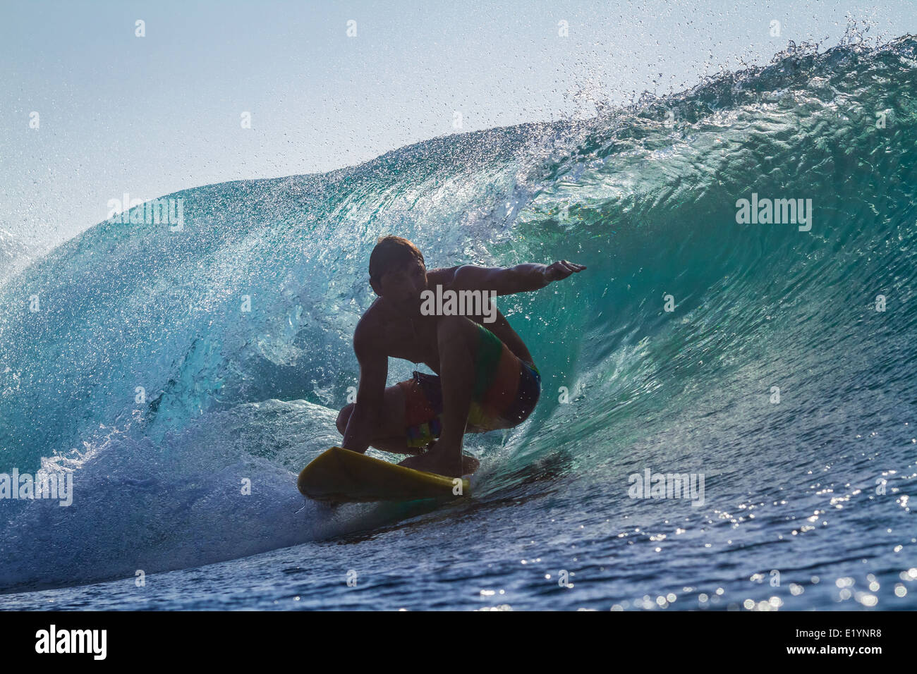 Surfing a wave.Indonesia Stock Photo - Alamy