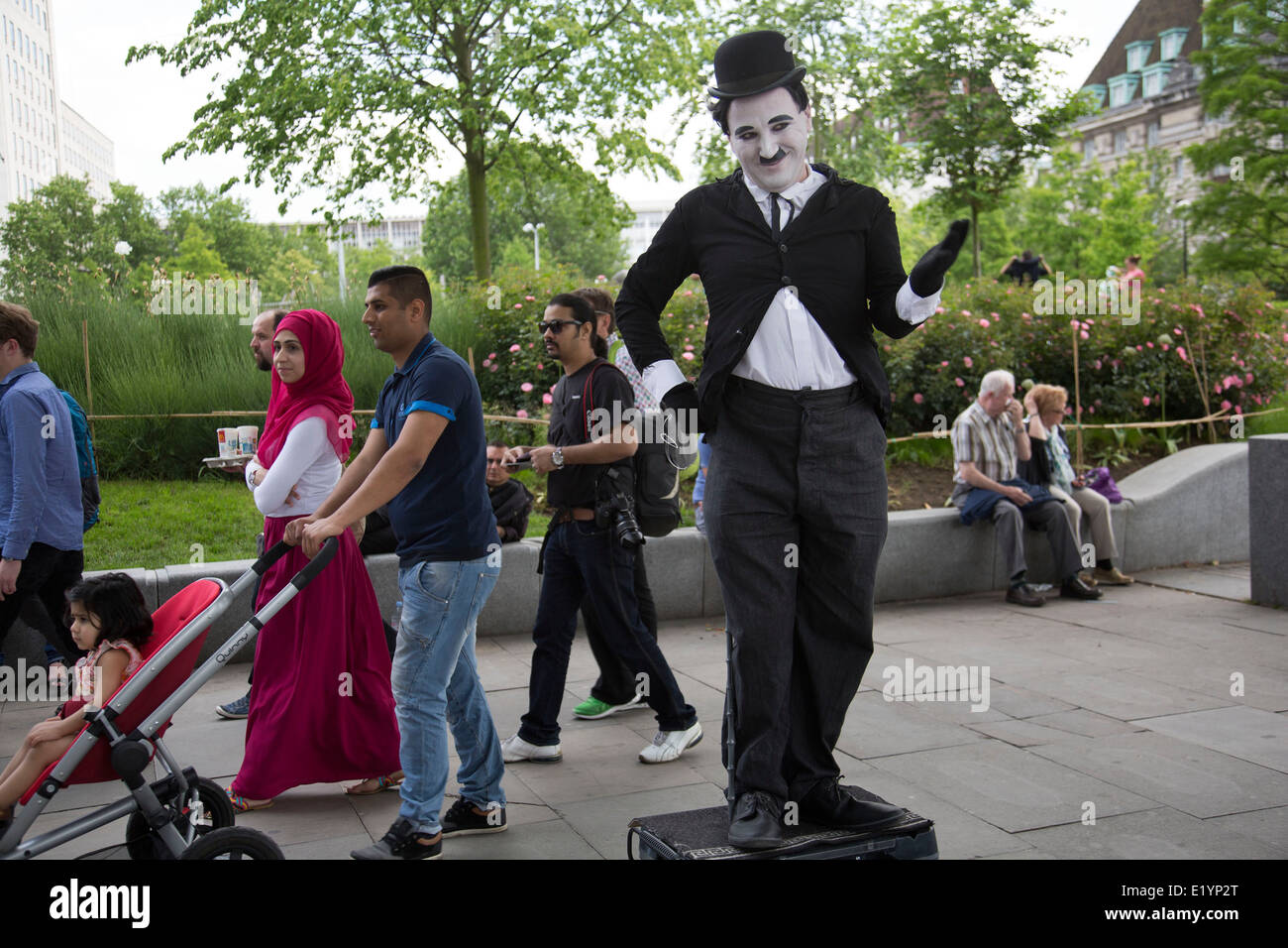 Charlie Chaplin street performer George, dressed up as The Tramp ...