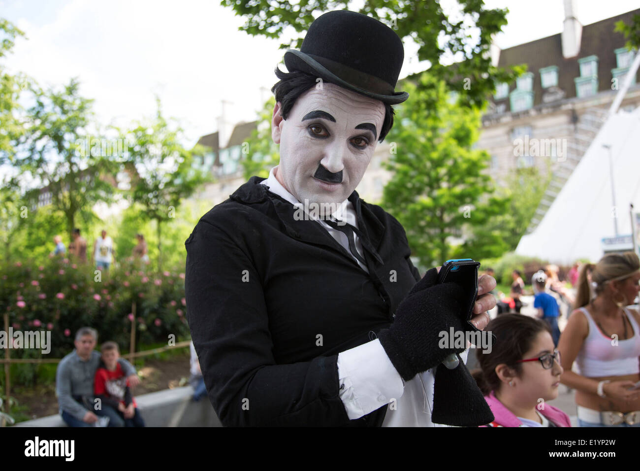 Charlie Chaplin street performer George, dressed up as The Tramp ...