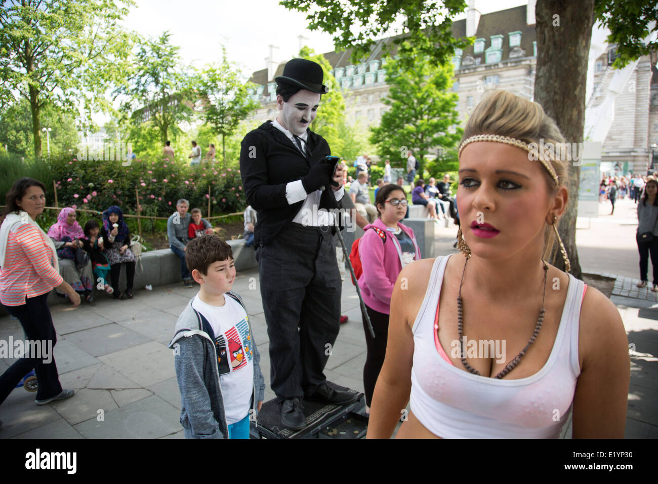 Charlie Chaplin street performer George, dressed up as The Tramp ...