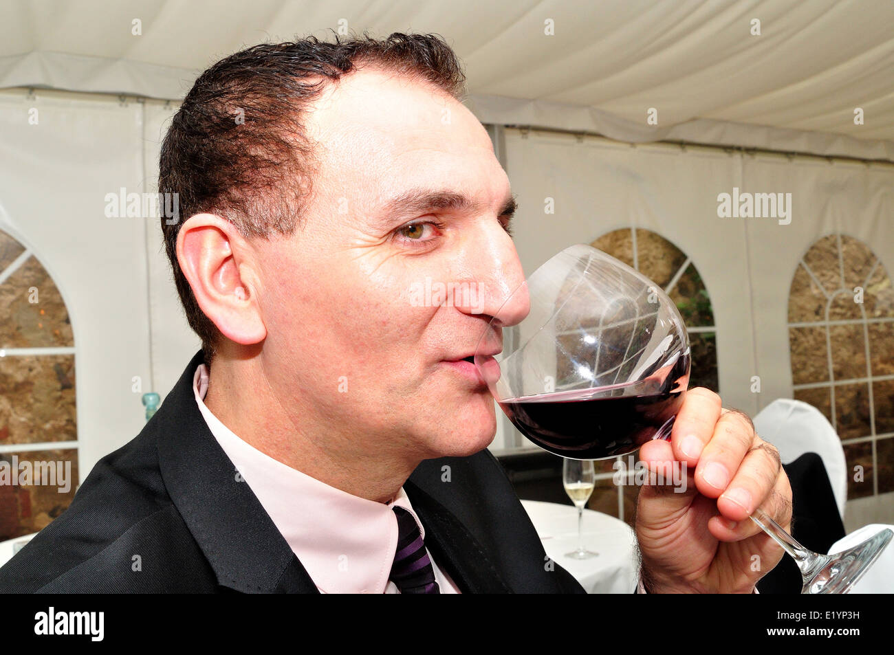 Handsome male drinking red wine Stock Photo - Alamy