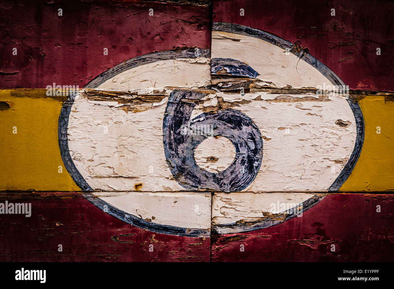 Old painted signs with numerals. Number 6 from a series Stock Photo - Alamy