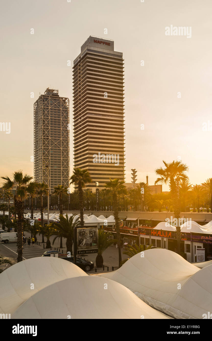 Skycrapers in Barceloneta at sunset Stock Photo - Alamy