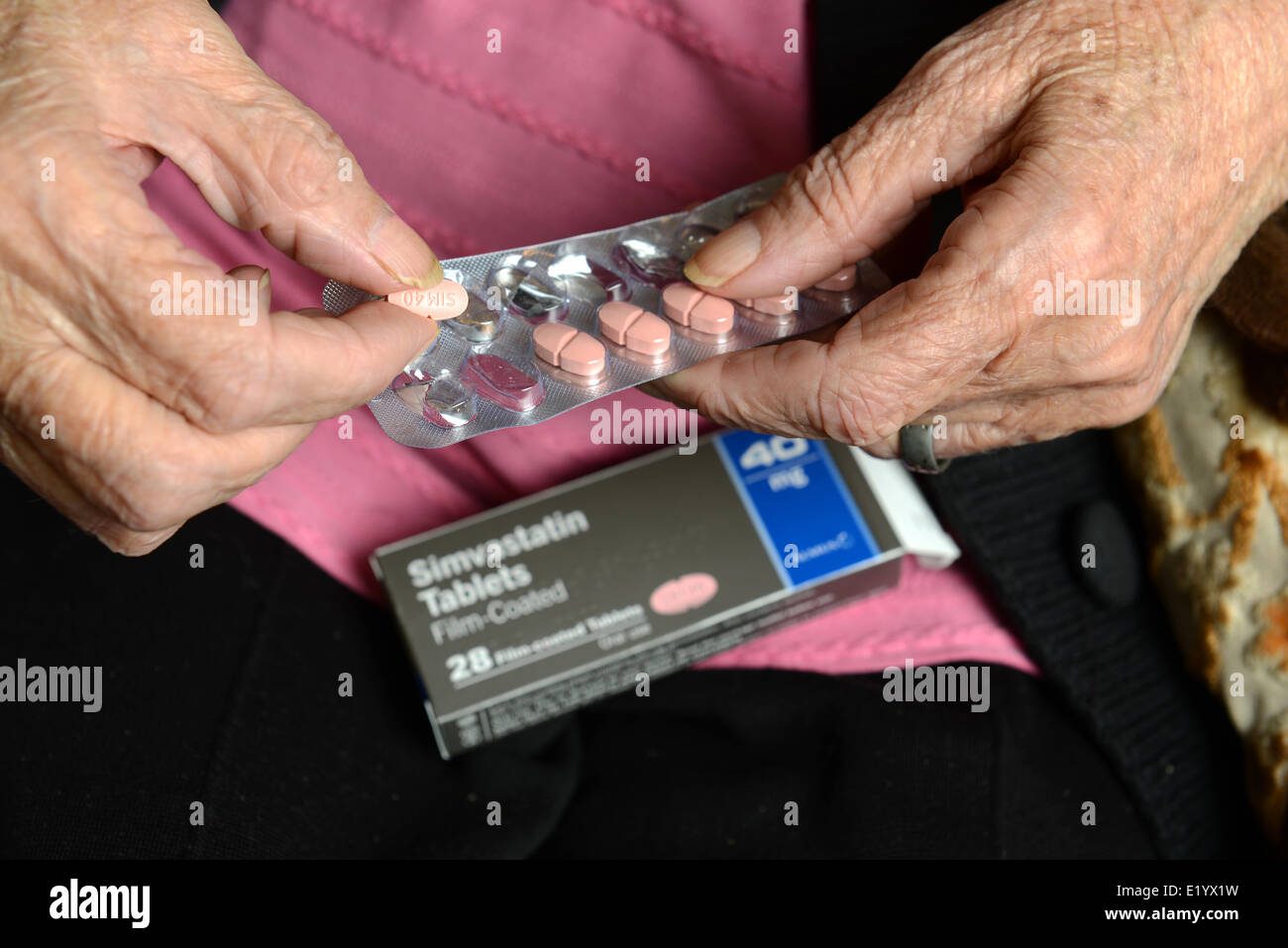 Statins, statin drug, elderly lady uses a statin, Simvastatin Stock ...