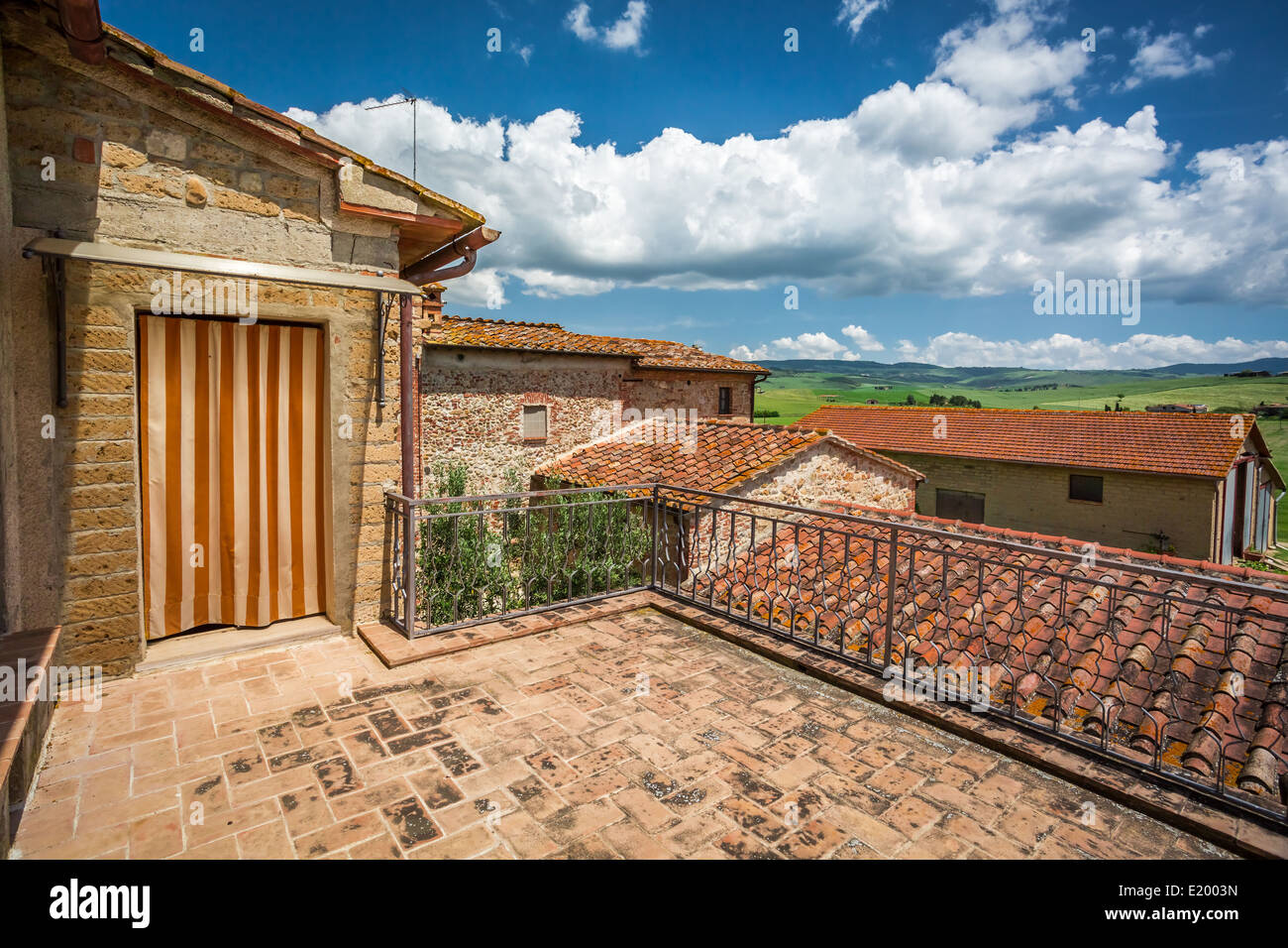 Brick balcony at old house in Tuscany Stock Photo - Alamy