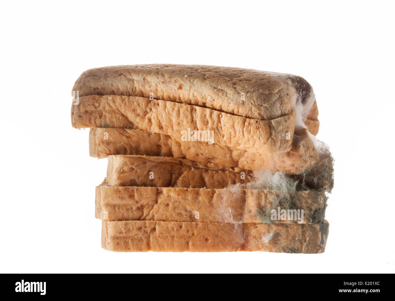 Mouldy bread isolated on white background Stock Photo - Alamy
