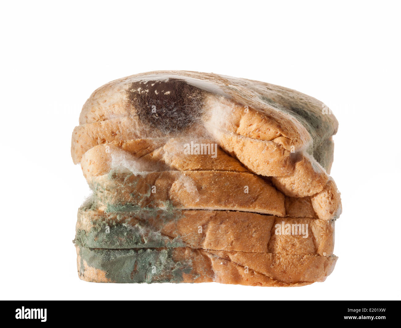 Mouldy bread isolated on white background Stock Photo - Alamy