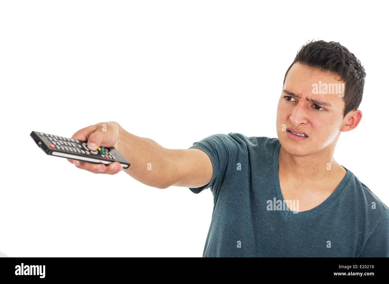 man with tv remote control Stock Photo - Alamy