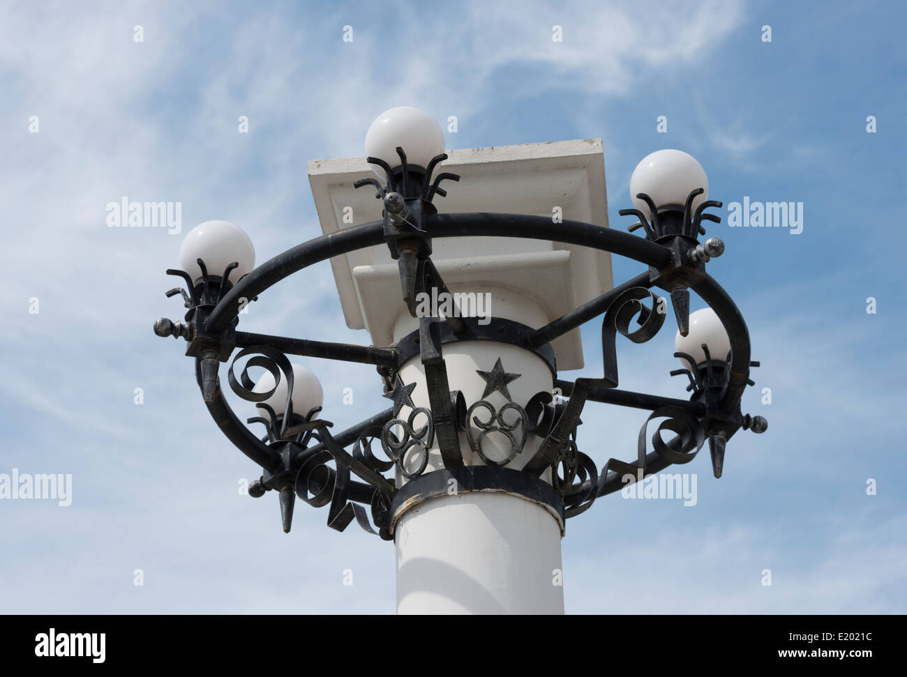 The top of lamppost of old soviet style on the seafront of Artillery ...