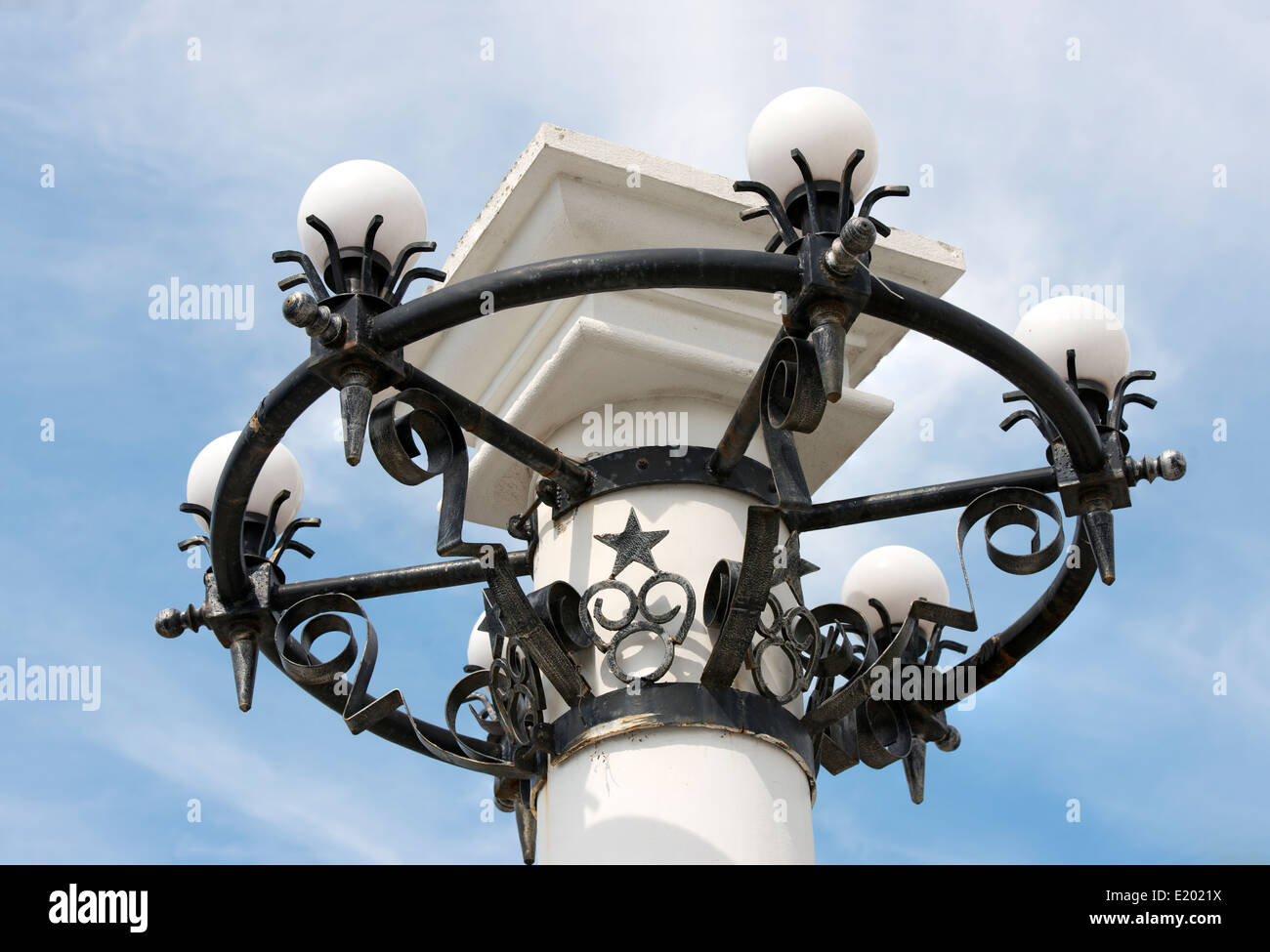 The top of lamppost of old soviet style on the seafront of Artillery ...