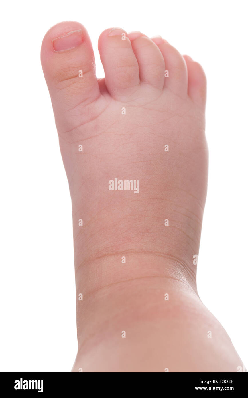 Foot and leg of a baby, isolated on a white background Stock Photo - Alamy