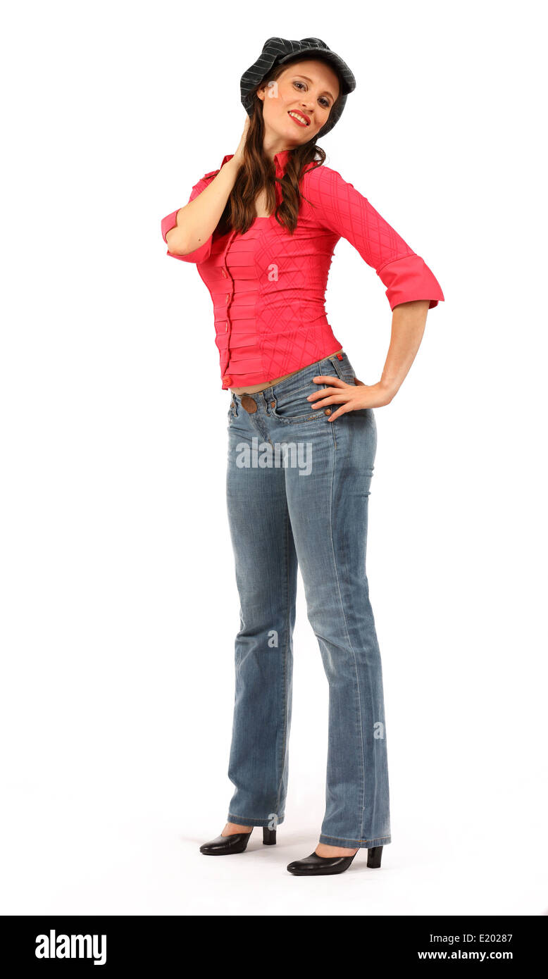 Female model in a studio environment against a white backdrop using ...