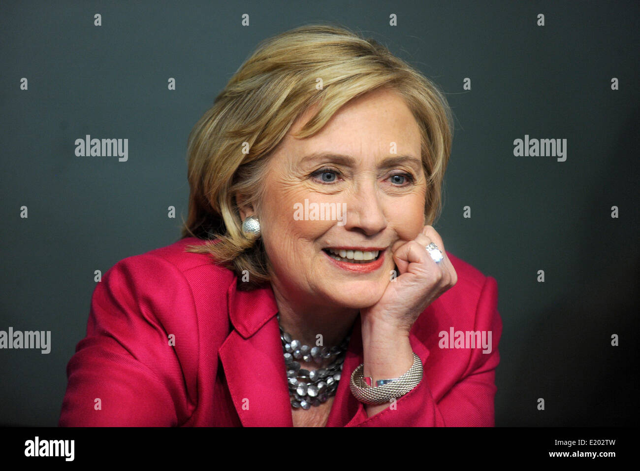 Former Secretary of State Hillary Clinton meets with people during a ...