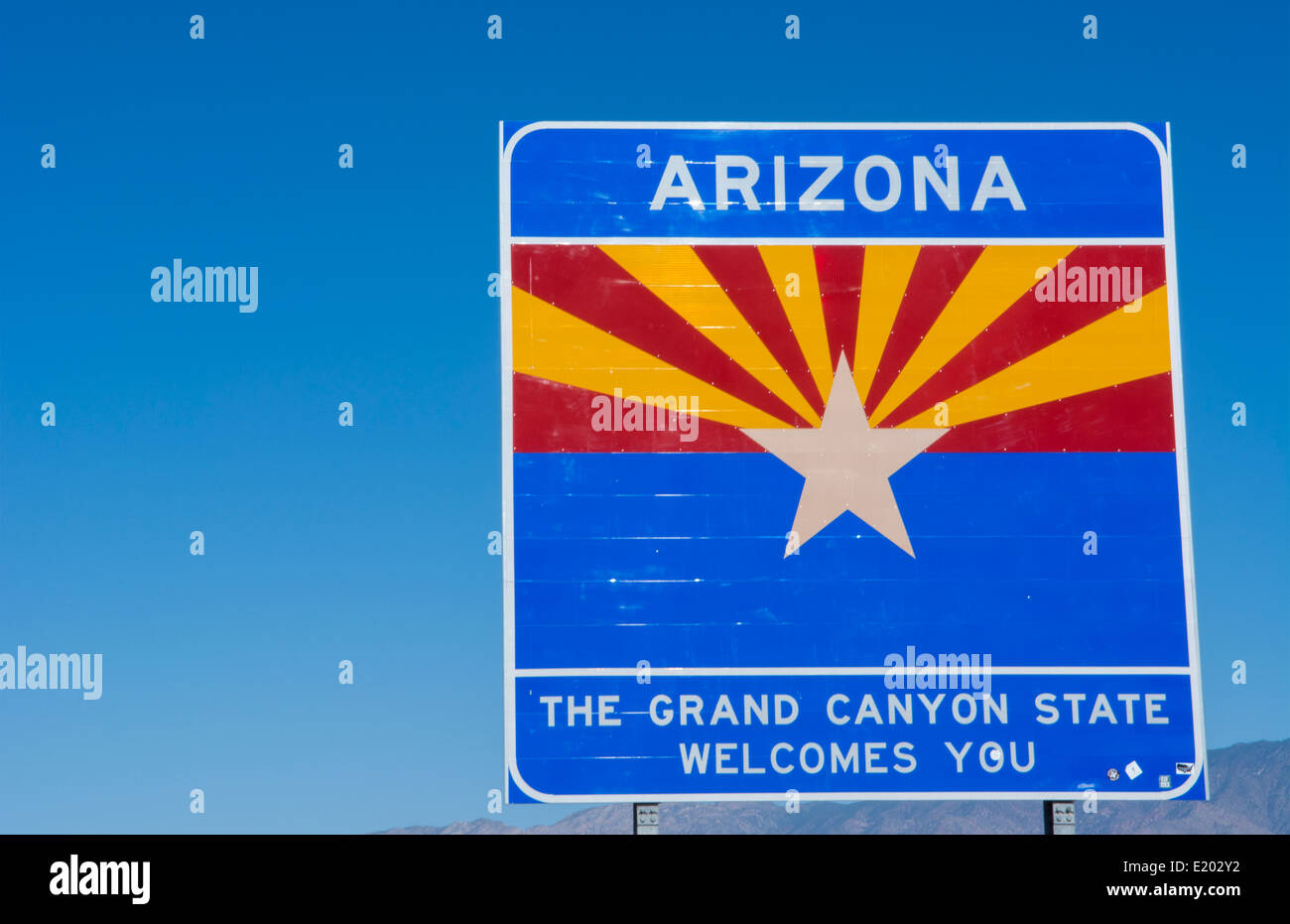 Welcome to Arizona sign from California to Arizona driving Stock Photo ...