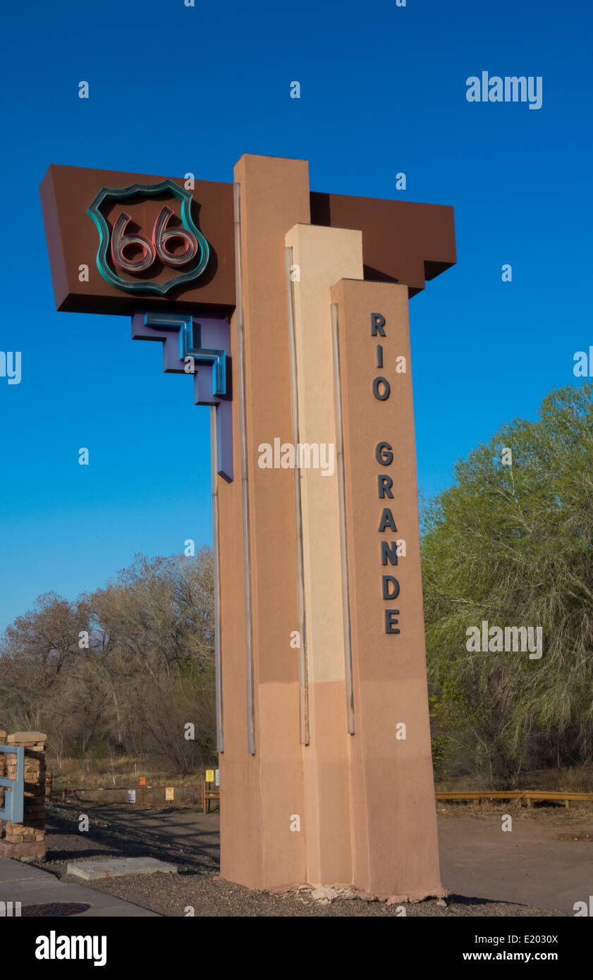 Albuquerque New Mexico famous Route 66 on Rio Grande River signage on ...