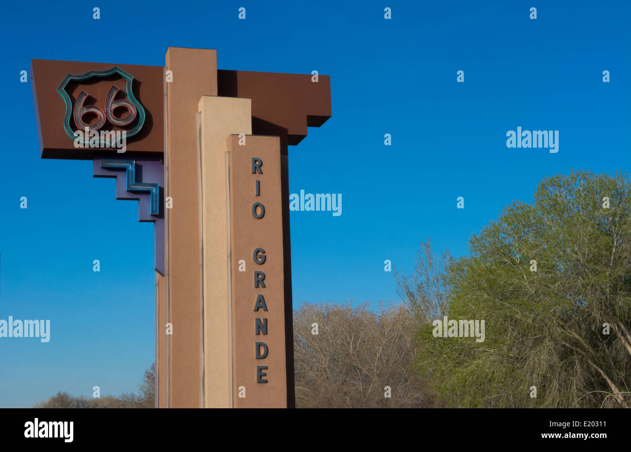 Albuquerque New Mexico famous Route 66 on Rio Grande River signage on ...