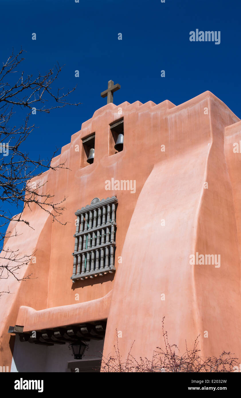 Santa Fe New Mexico First Presbyterian Church with blue sky the oldest ...