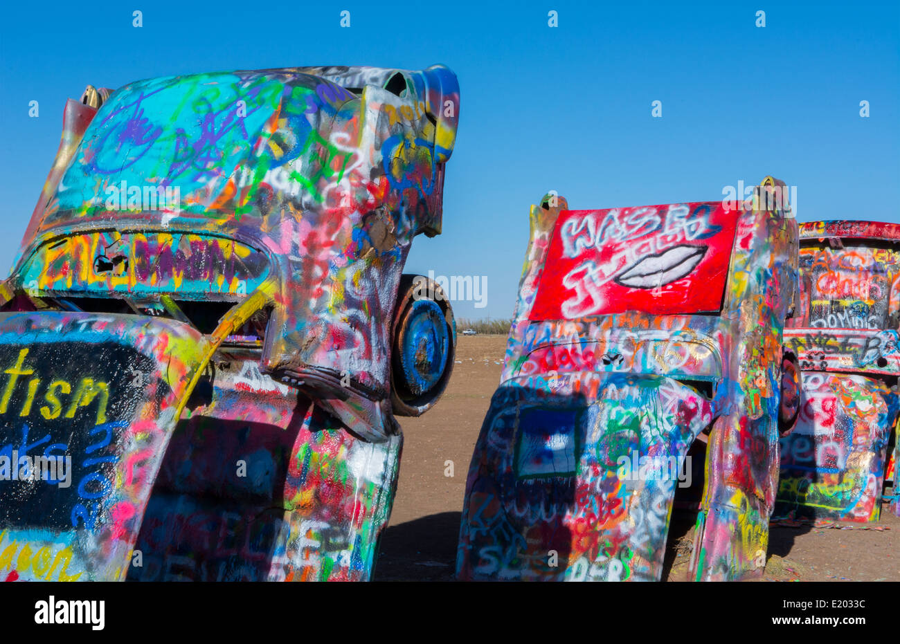 Amarillo Texas famous Cadillac Ranch off of Route 66 graphic look at ...