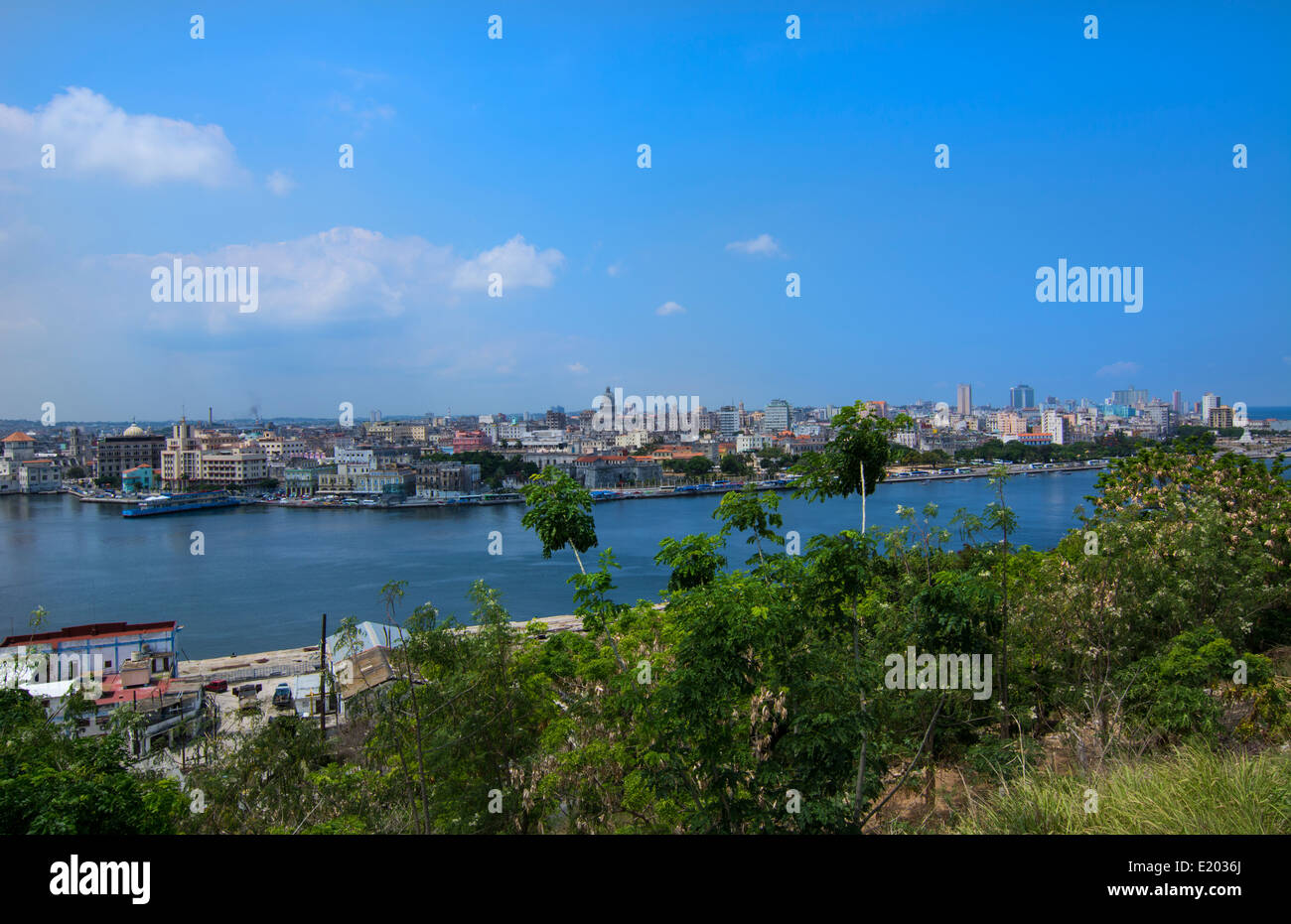 Havana Cuba panoramic from Christ statue across river from above Stock ...