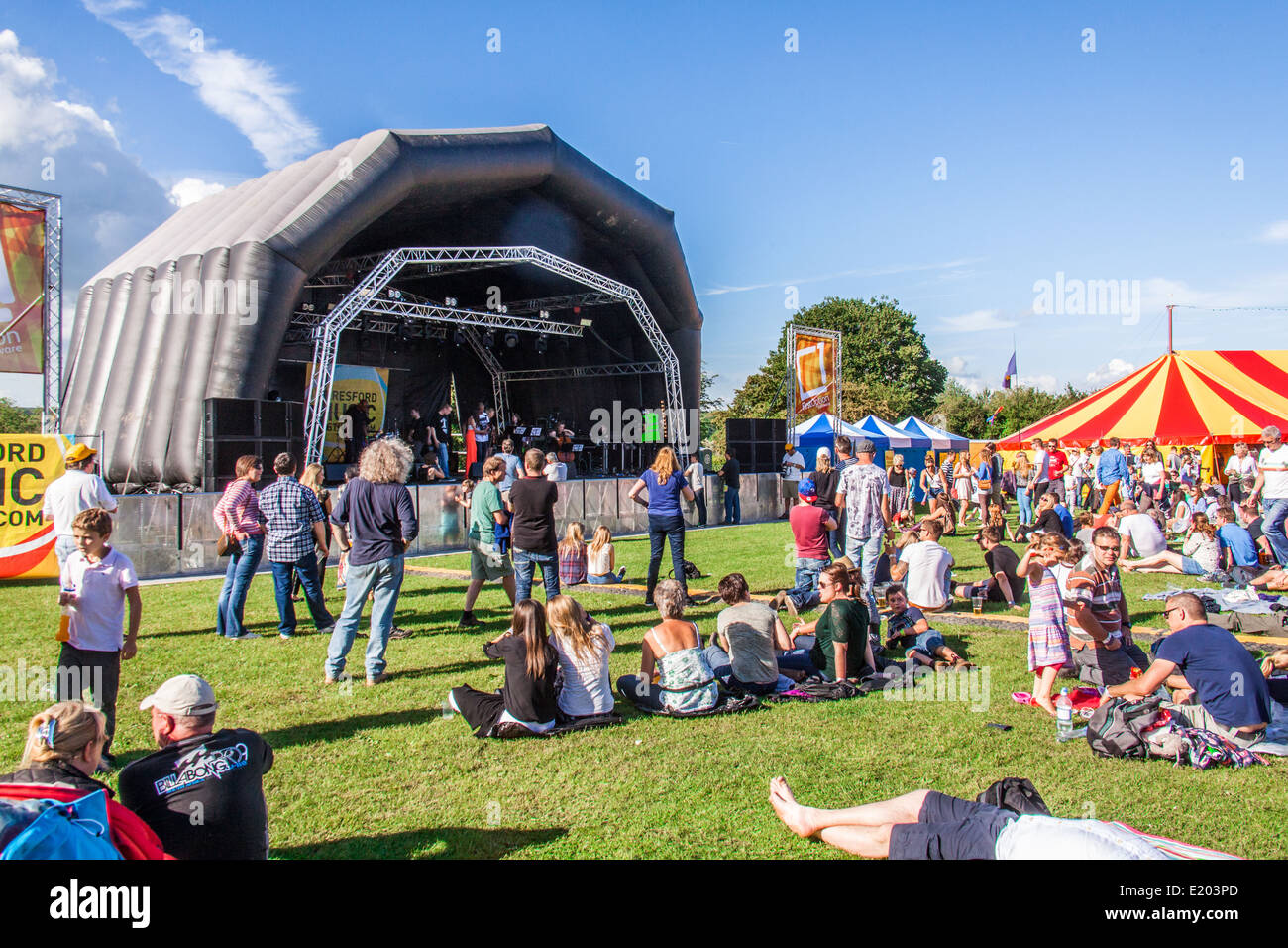 Main stage at the Alresford Music Festival, Arlebury park, Alresford ...