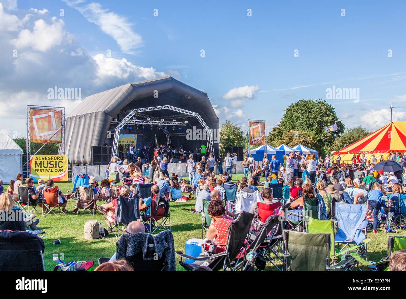 Main stage at the Alresford Music Festival, Arlebury park, Alresford ...