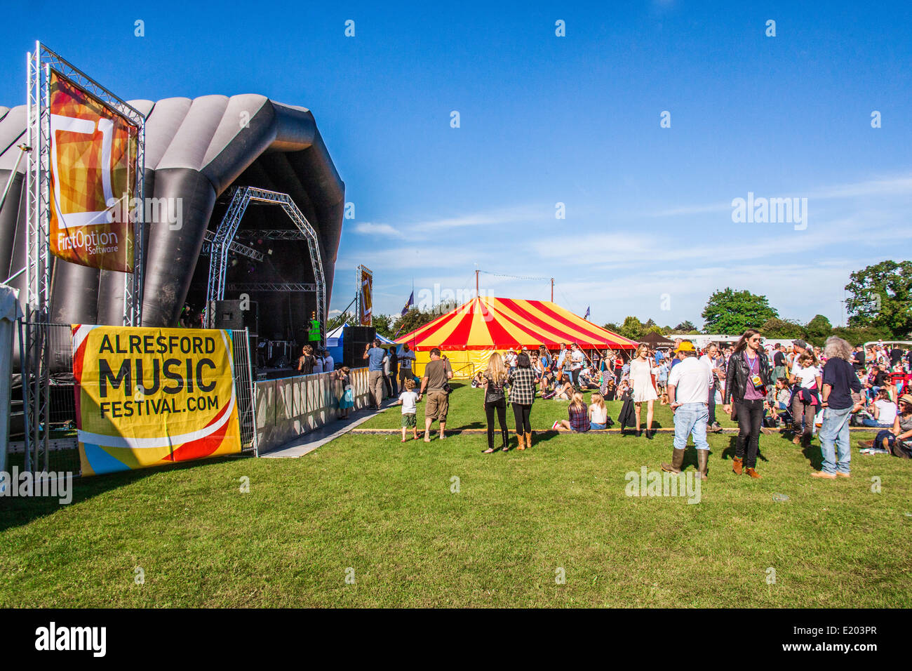 Main stage at the Alresford Music Festival, Arlebury park, Alresford ...