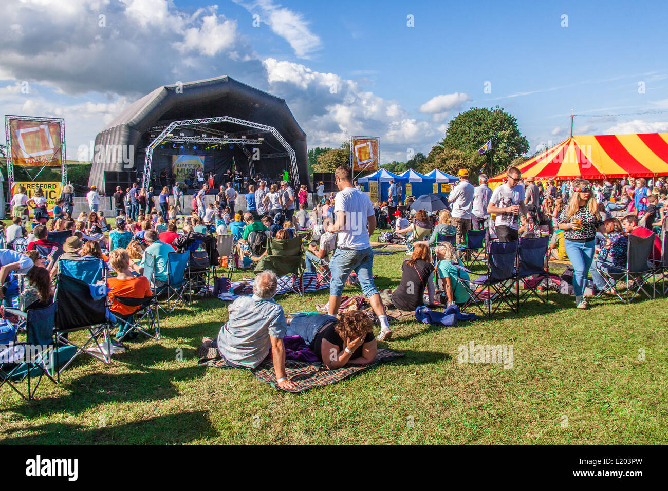 Main stage at the Alresford Music Festival, Arlebury park, Alresford ...