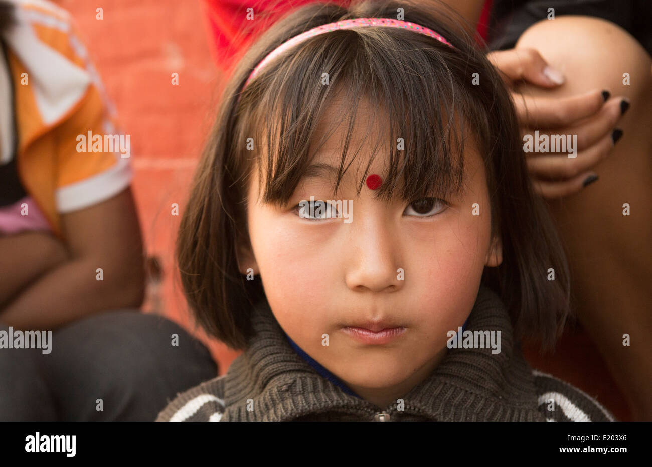 Kathmandu Nepal Nepali child age 9 posing for camera Nayapati, Eastern ...