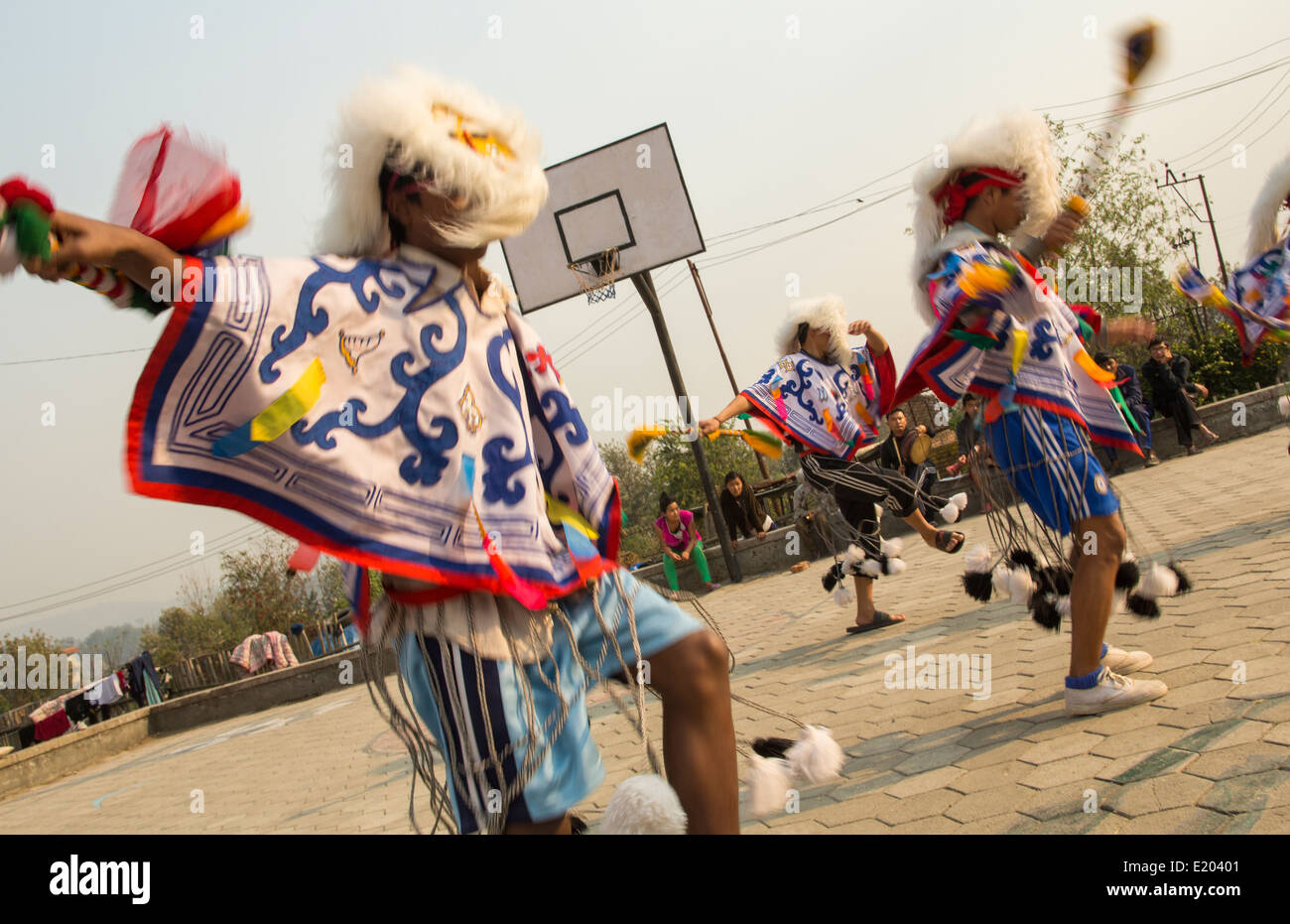 Kathmandu Nepal Nepali boys dance in traditional Tibetan ceremonial ...