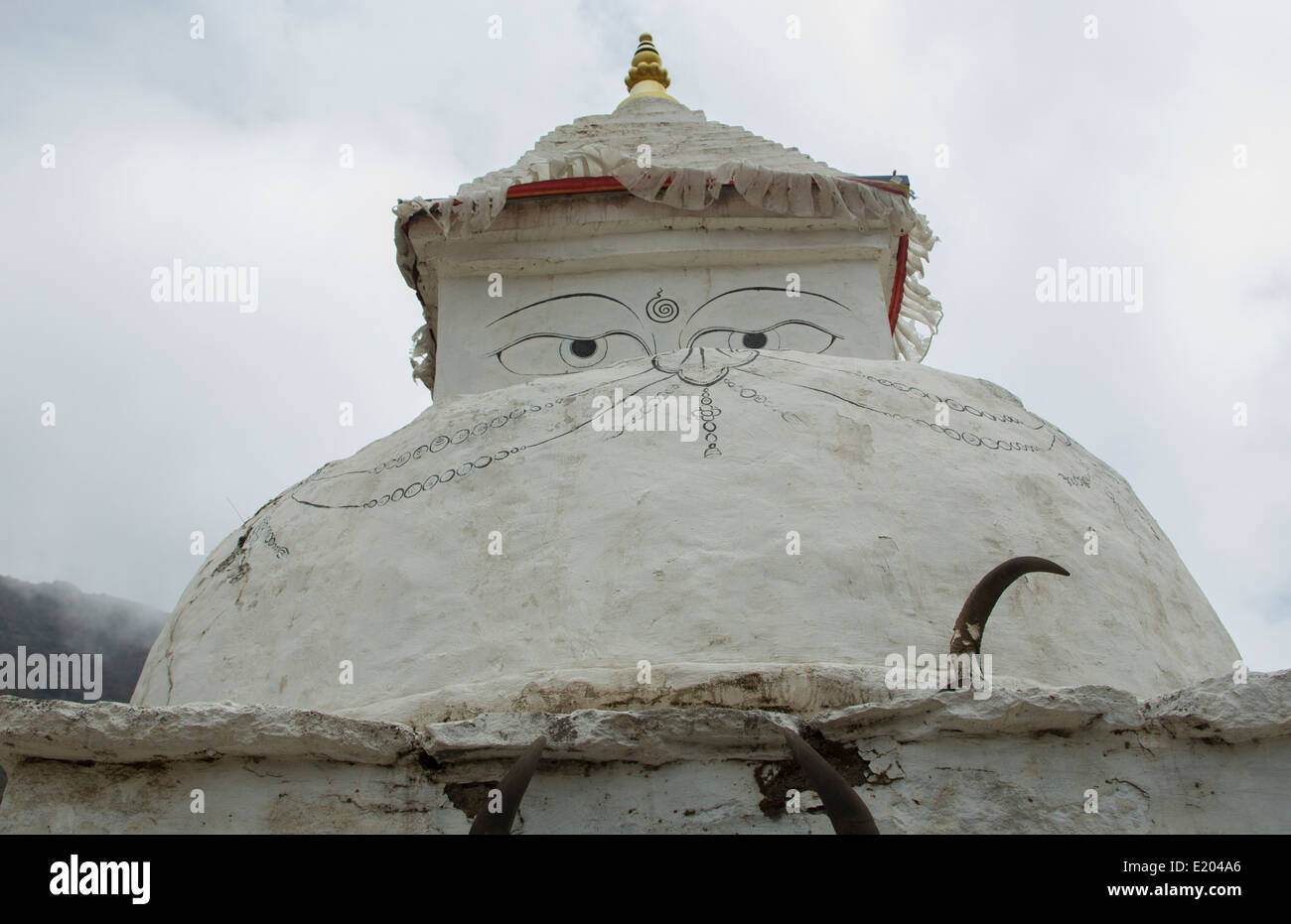 Nepal A stupa stands in Namche Bazarre Solukhumbu remote Mt Everest ...