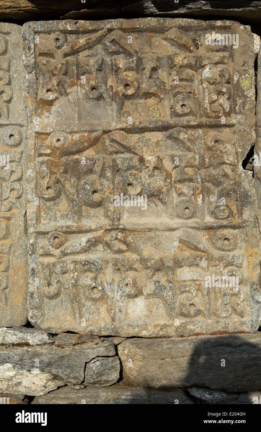 Nepal Mani stones on a Mani Wall in Khumjung. Solukhumbu remote, Mt ...
