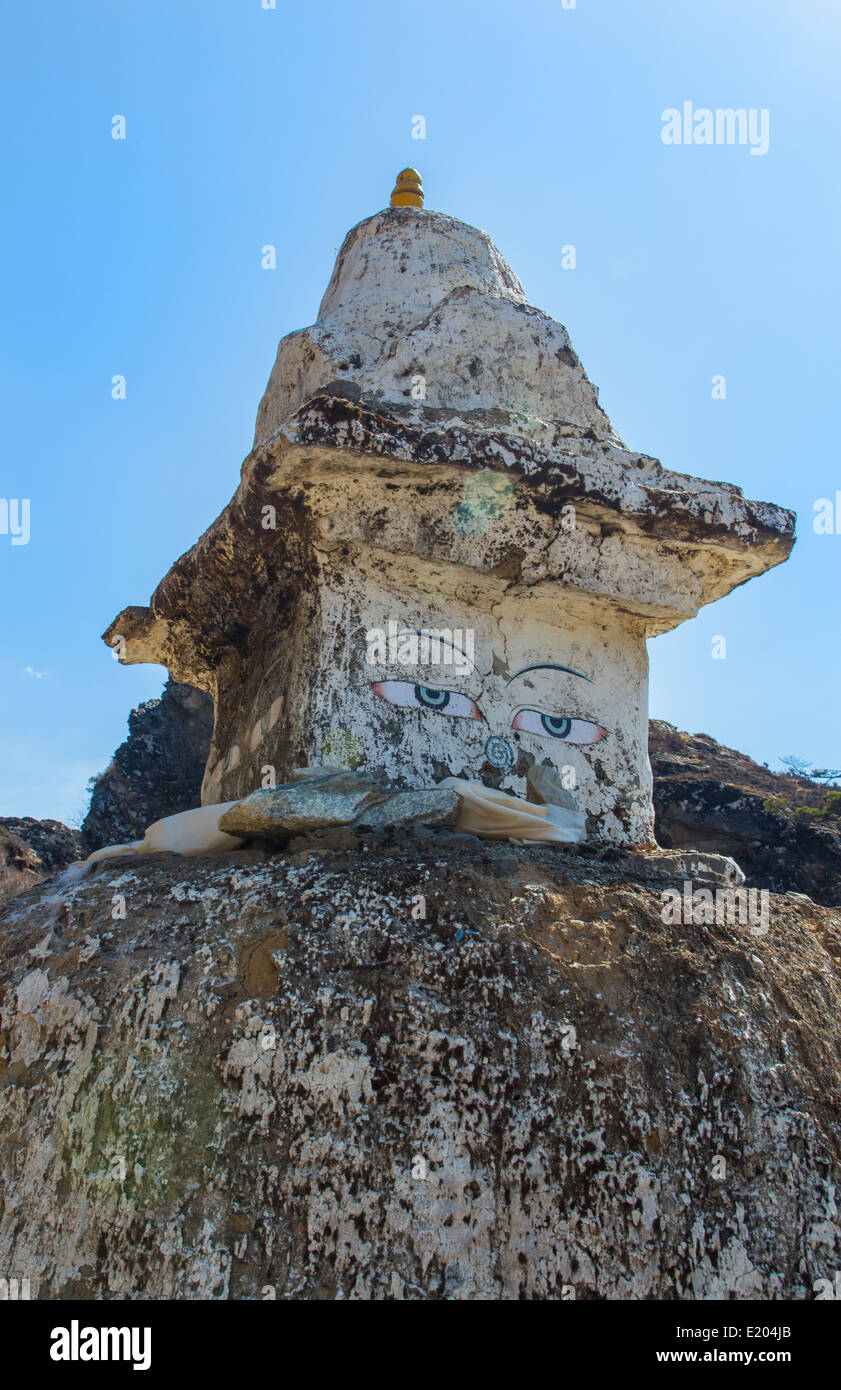 Nepal. Small stupa outside the gates of the village of Pangboche ...