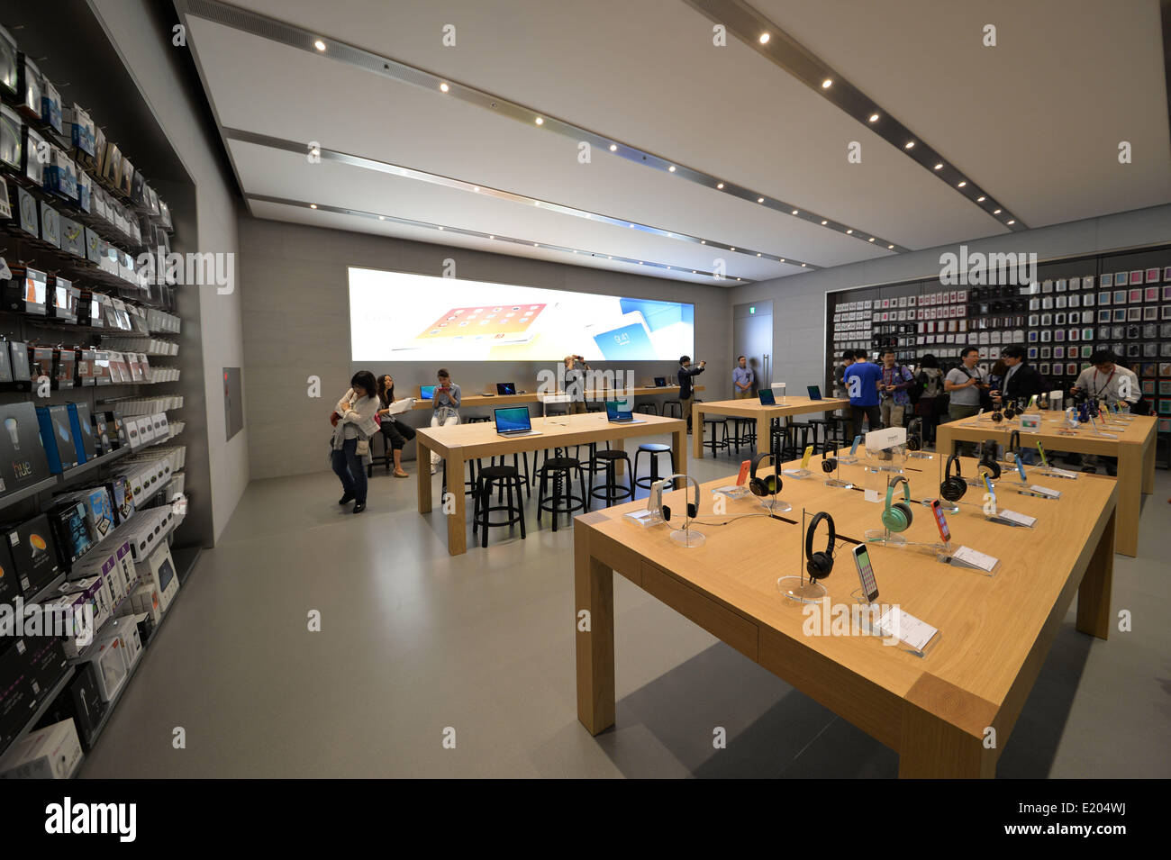 Tokyo, Japan. 12th June, 2014. Interior of the Apple store Omotesando ...